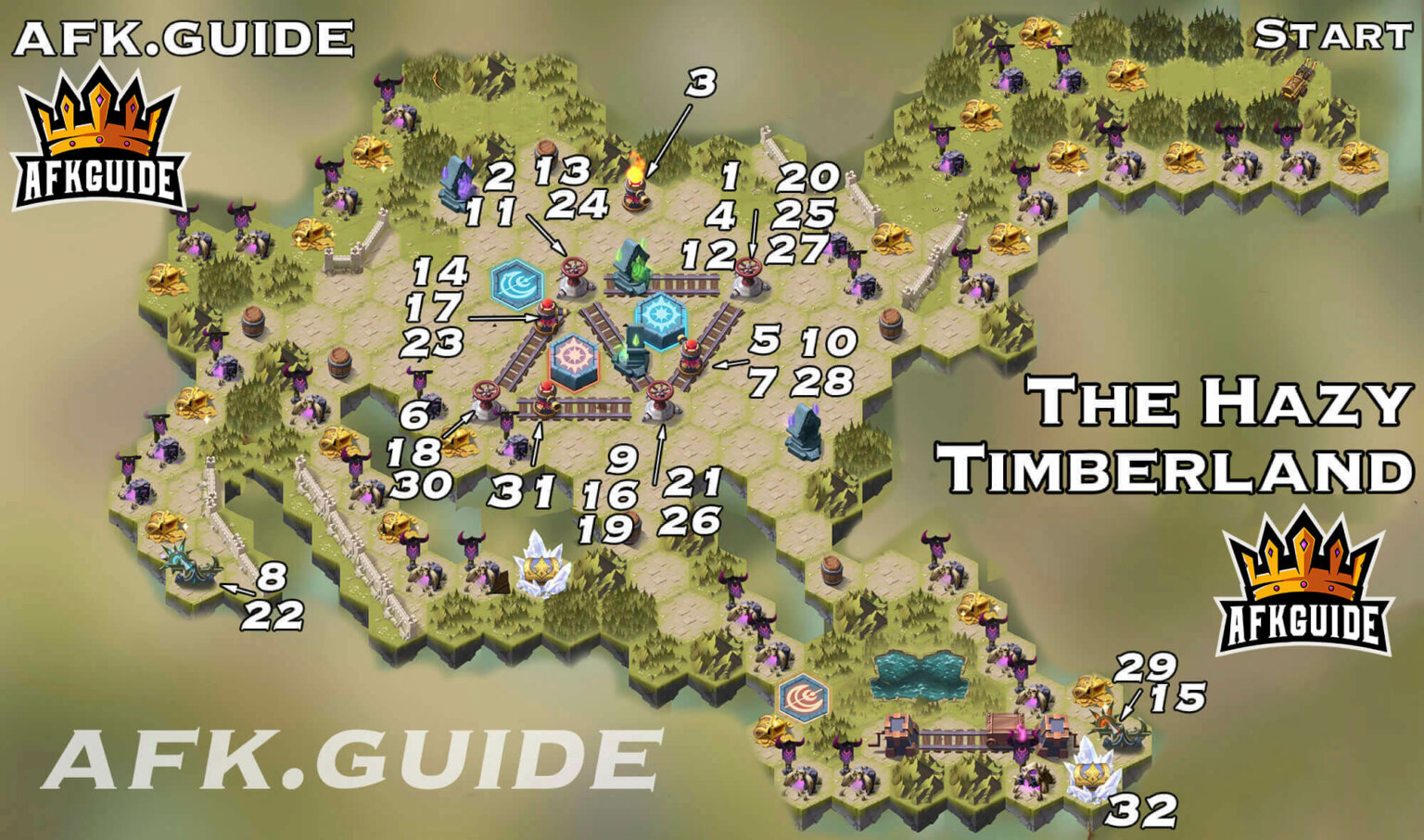 Hazy Timberland Map (Peaks of Time / Wandering Balloon) - AFK Arena Guide